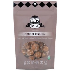 lord jameson coco crush organic dog treats, organic dog treats made with peanut butter and coconut, 6 oz. bag