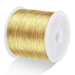 mikimiqi 328ft jewelry wire craft wire 26 gauge tarnish resistant jewelry beading wire copper beading wire for jewelry making supplies and crafting, 0.4mm x 100m (gold)