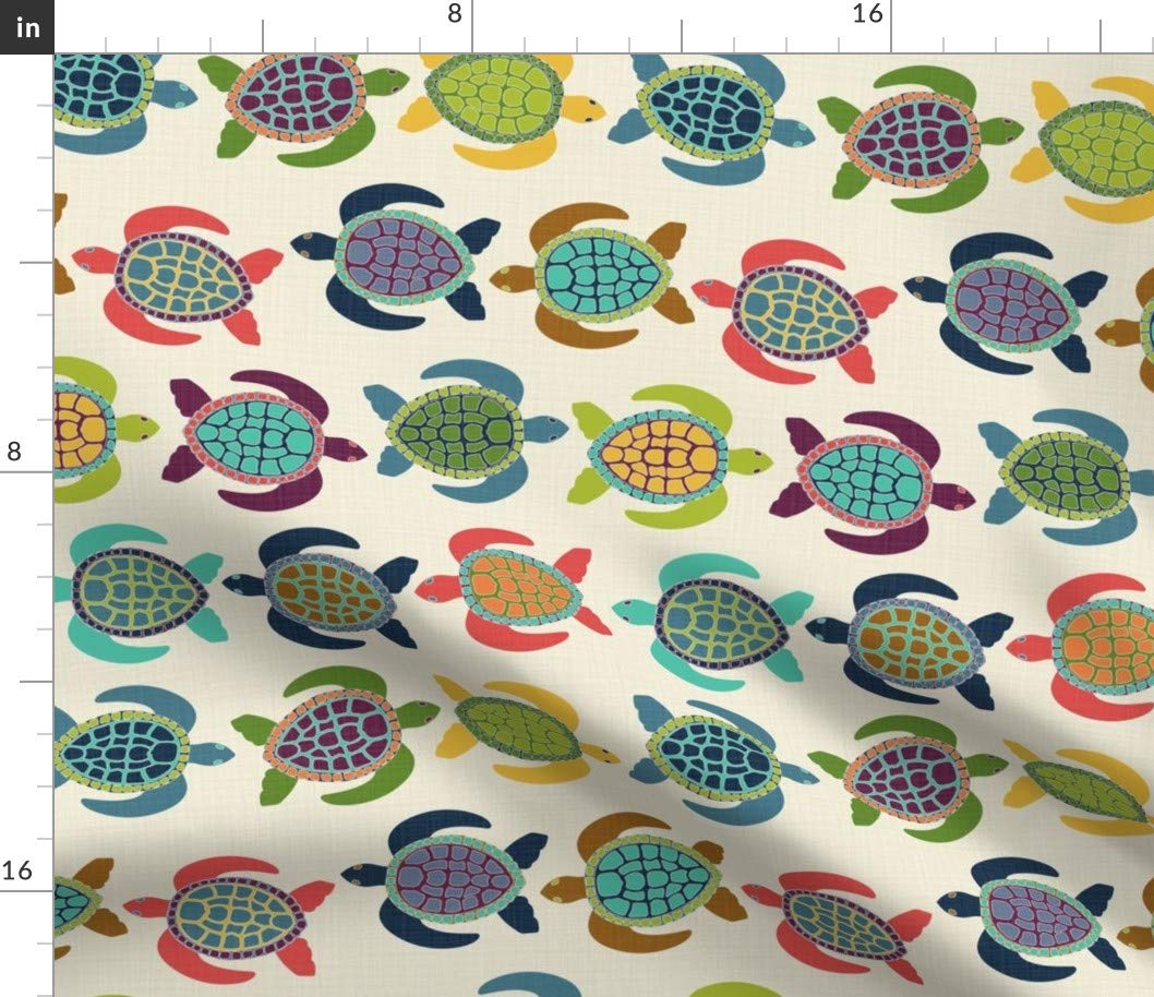 Spoonflower Fabric - Sea Turtle Cw4 Colorful Beach Ocean Scales Nautical Swim Printed on Petal Signature Cotton Fabric by The Yard - Sewing Quilting Apparel Crafts Decor