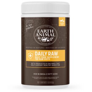 earth animal daily raw cat food & raw dog food topper | complete cat & dog vitamins supplement| 1 pound