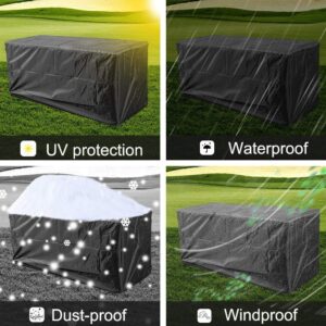 Outdoor Deck Box Cover 420D Waterproof Patio Storage Box Cover Outdoor Deck Box Ottoman Bench Cover Protects from Outdoor Rain Wind and Snow Black 48"L x 24"W x 22"D