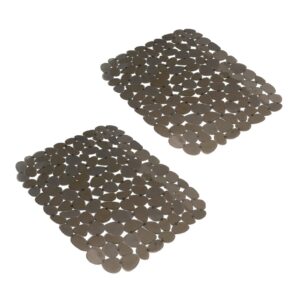 yiter sink mat, 2pcs adjustable pvc pebble sink protector for stainless steel or porcelain sink, dish drying mat for bathroom kitchen sink countertop, 15.8 x 12 inch (2, brown)