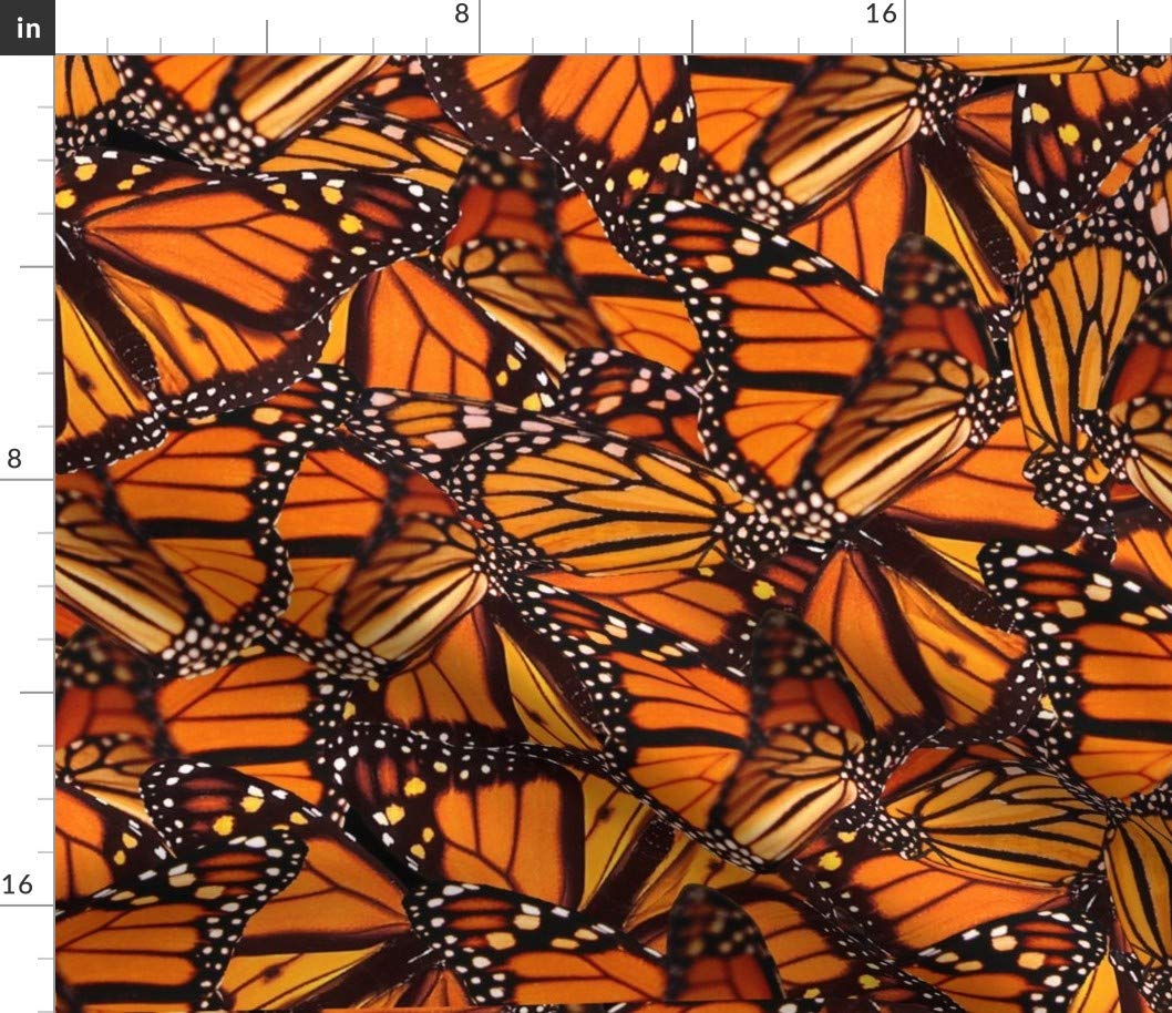 Spoonflower Fabric - Monarch Butterfly Orange Summer Wings Insect Printed on Petal Signature Cotton Fabric by The Yard - Sewing Quilting Apparel Crafts Decor