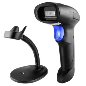 netumscan upgraded version wireless barcode scanner with stand, portable automatic 1d 2d barcode reader 2-in-1 (2.4g wireless & usb 2.0 wired qr code scanner for warehouse pos and computer