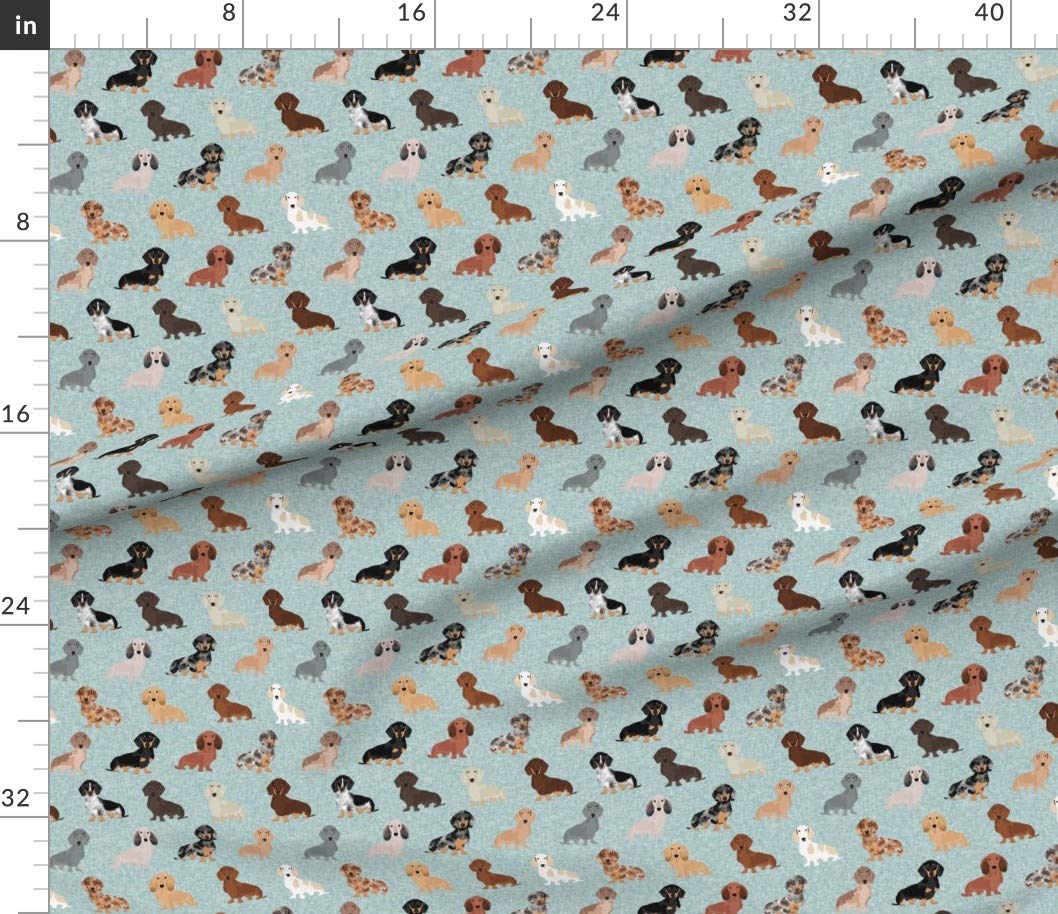 Spoonflower Fabric - Dachshund Pet Quilt Dog Breed Silhouette Coordinates Multi Dogs Printed on Petal Signature Cotton Fabric by The Yard - Sewing Quilting Apparel Crafts Decor