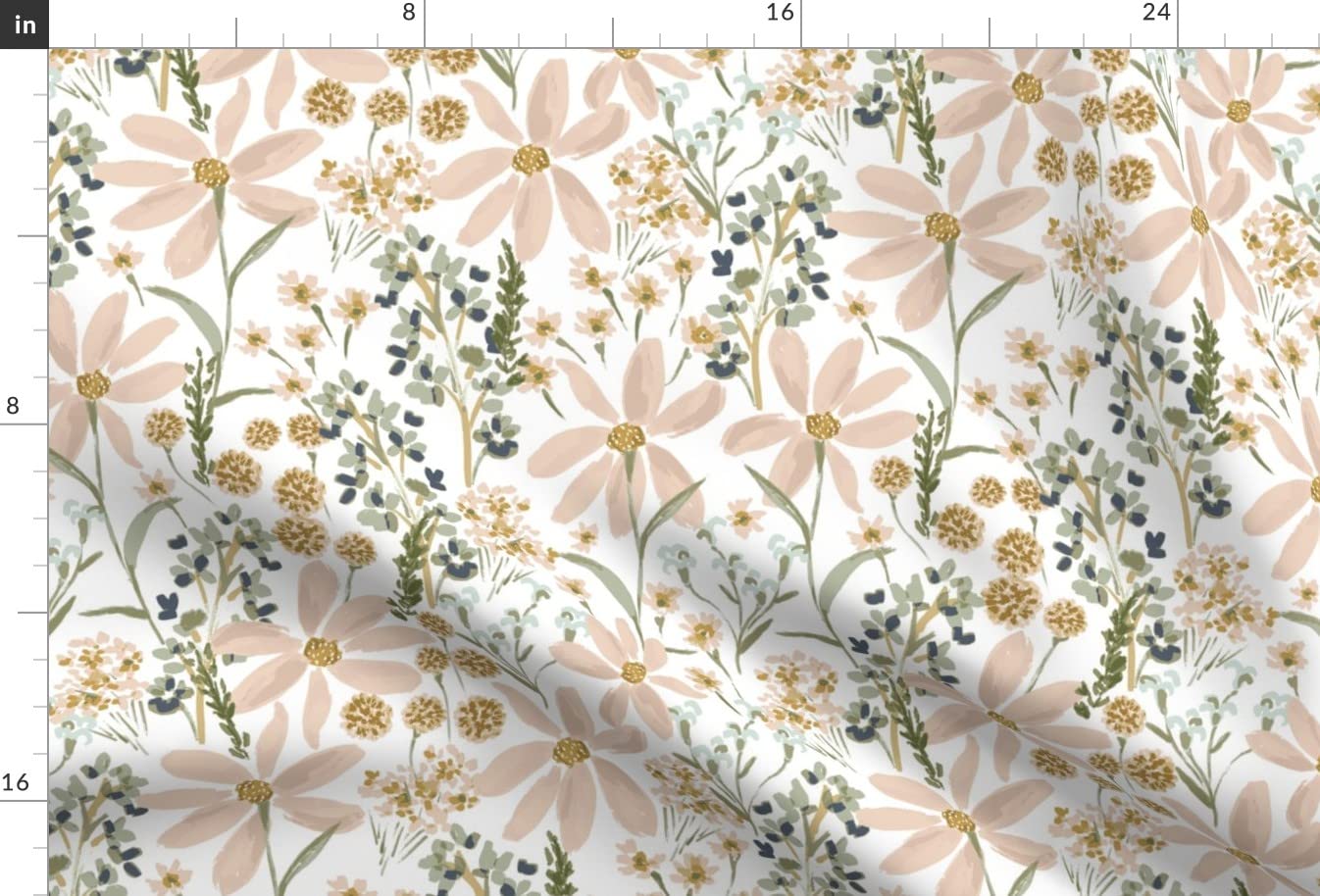 Spoonflower Fabric - Country Floral Watercolor Wildflower Summer Large Daisy Nursery Rustic Printed on Minky Fabric by The Yard - Sewing Baby Blankets Quilt Backing Plush