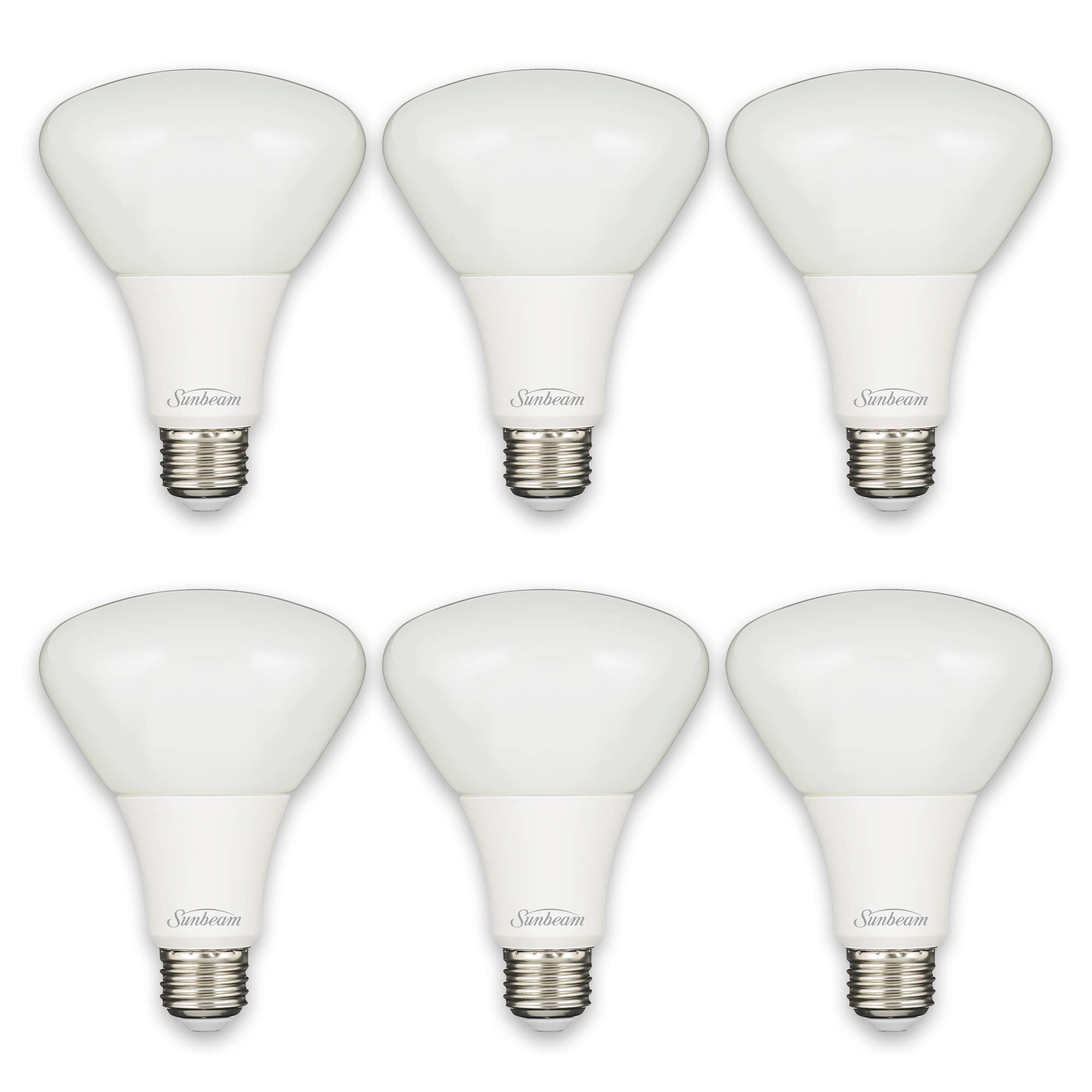 Sunbeam 16900 7.2W LED Soft White 3000K 65 W Equivalent, 25000 Hours, 650 Lumens, Medium Base, BR30 Light Bulb 6-Pack