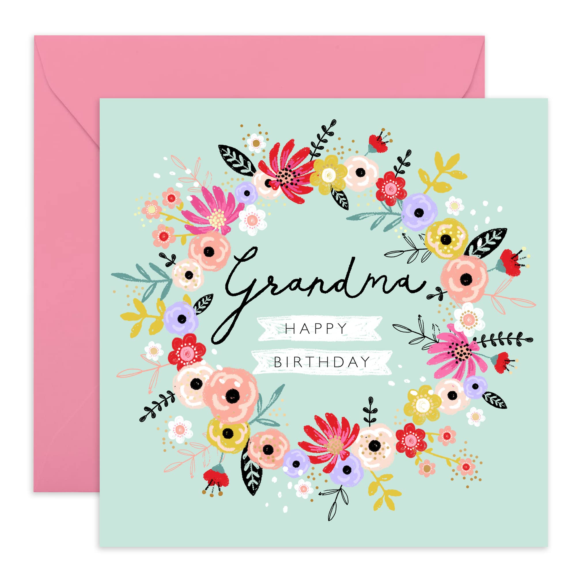 CENTRAL 23 Happy Mothers Day Card Grandma - Grandma Birthday Cards - 'Grandma, Happy Birthday' - Gift For Her Women Nana - Sweet Birthday Cards For Grandmother - Comes With Cute Stickers