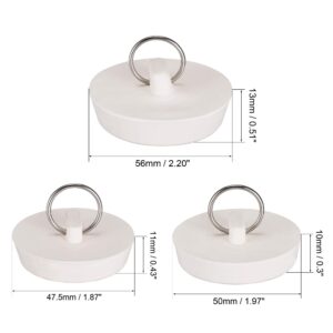 uxcell Drain Stopper, 3 Sizes Rubber Sink Stopper Plug 43mm/47mm/51mm with Hanging Ring for Bathtub Kitchen and Bathroom 1Set (3 Pieces)