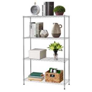 fdw 14" d×36" w×54" h commercial wire shelving unit metal shelf with 4 tier adjustable layer rack strong steel for restaurant garage pantry kitchen garage，chrome