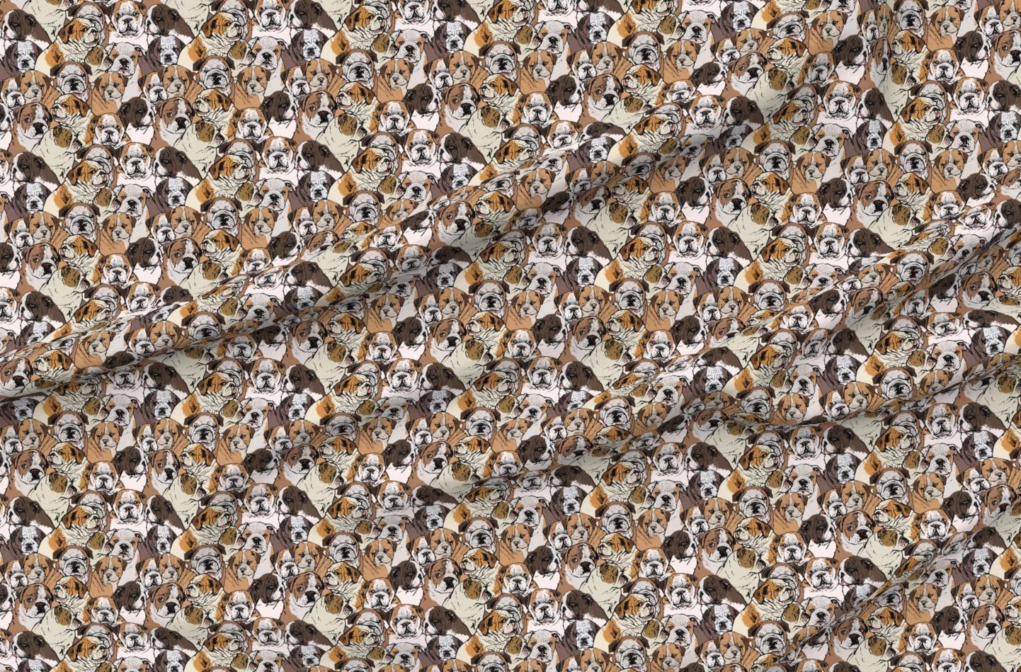 Spoonflower Fabric - English Bulldog Bulldogs Pattern Puppy Animal Printed on Petal Signature Cotton Fabric Fat Quarter - Sewing Quilting Apparel Crafts Decor