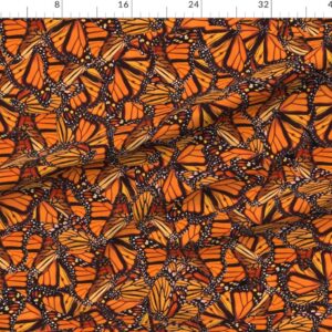 Spoonflower Fabric - Monarch Butterfly Orange Summer Wings Insect Printed on Petal Signature Cotton Fabric by The Yard - Sewing Quilting Apparel Crafts Decor