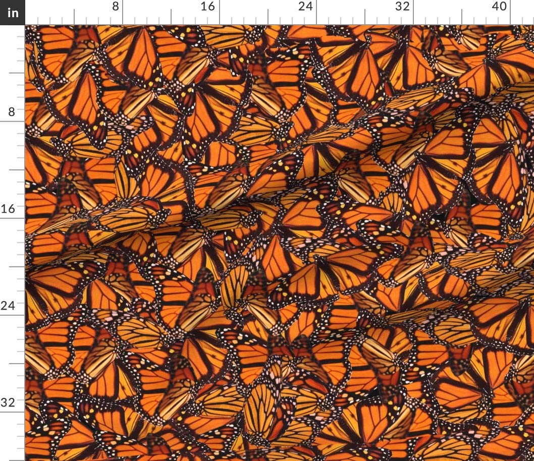 Spoonflower Fabric - Monarch Butterfly Orange Summer Wings Insect Printed on Petal Signature Cotton Fabric by The Yard - Sewing Quilting Apparel Crafts Decor