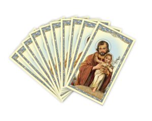 christian brands st. joseph with child prayer card- cardstock holy card with novena to st joseph prayer on the back (10 pack) multi 2 38 w x 18 h -