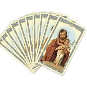 Christian Brands St. Joseph with Child Prayer Card- Cardstock Holy Card with Novena to St Joseph Prayer on the back (10 pack) Multi 2 38 W x 18 H -