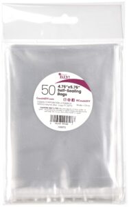 cousin diy seal, 4.75 x 5.75 inch-50 pack self seling storage bags, clear