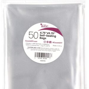 Cousin DIY Seal, 4.75 x 5.75 inch-50 Pack Self Seling Storage Bags, Clear