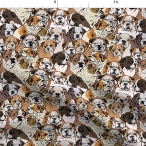 Spoonflower Fabric - English Bulldog Bulldogs Pattern Puppy Animal Printed on Petal Signature Cotton Fabric Fat Quarter - Sewing Quilting Apparel Crafts Decor