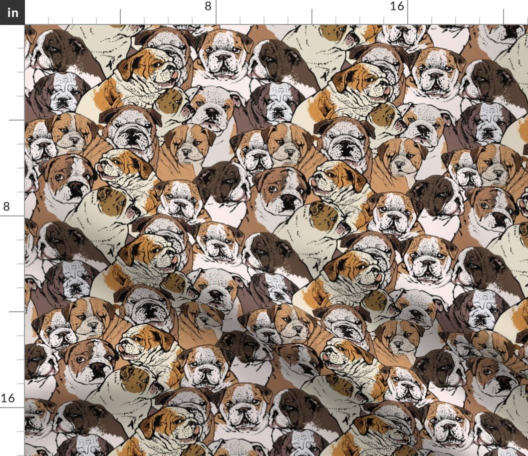 Spoonflower Fabric - English Bulldog Bulldogs Pattern Puppy Animal Printed on Petal Signature Cotton Fabric Fat Quarter - Sewing Quilting Apparel Crafts Decor