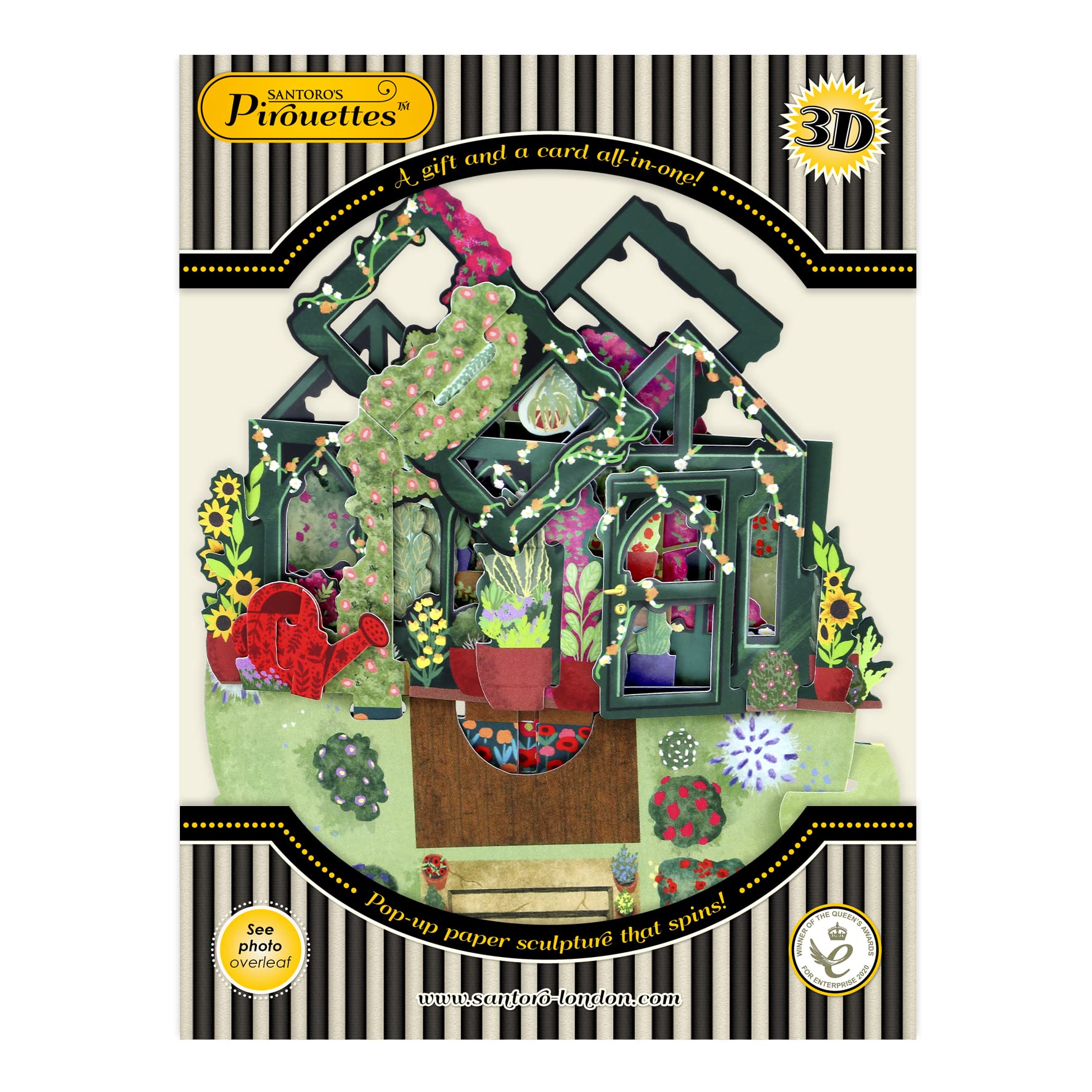 SANTORO Pirouette, 3D Pop Up Greeting Card - 'Secret Garden' - Birthday Card, Anniversary Card, Get Well Gift, Thank You Card, Centerpieces, Decoration, Corporate Gifts, Employee Appreciation