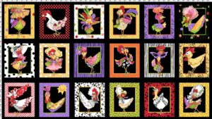 loralie designs chicken chique portrait fabric panel for quilting