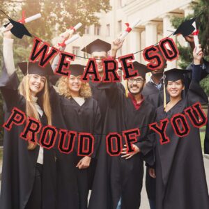 We are So Proud of You Banner Red and Black Glitter Proud of You Banner, Red Black Congratulations Banner 2024 Graduation Banner,Red and Black College Graduation Party Decorations 2024