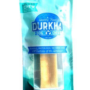 Jumbo Size (7-8ozs), Durkha, Himalayan Chews. Long Lasting, Yak Cheese Chews for Large Dogs & Aggressive Chewers, Natural, Healthy Cheese Stick | Does Not Stain Carpets or Furnitures.