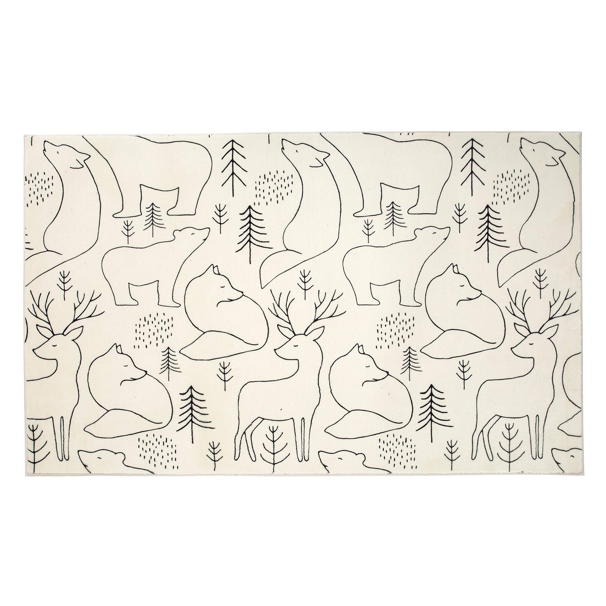 Levtex Home - Bailey Woodland - Rug/Carpet - 3 x 5 (36in. X 60in.) - Black and Cream - 100% Polyester - Woven Fabric Backing - Bedroom, Playroom, Family Room or Kids' Room