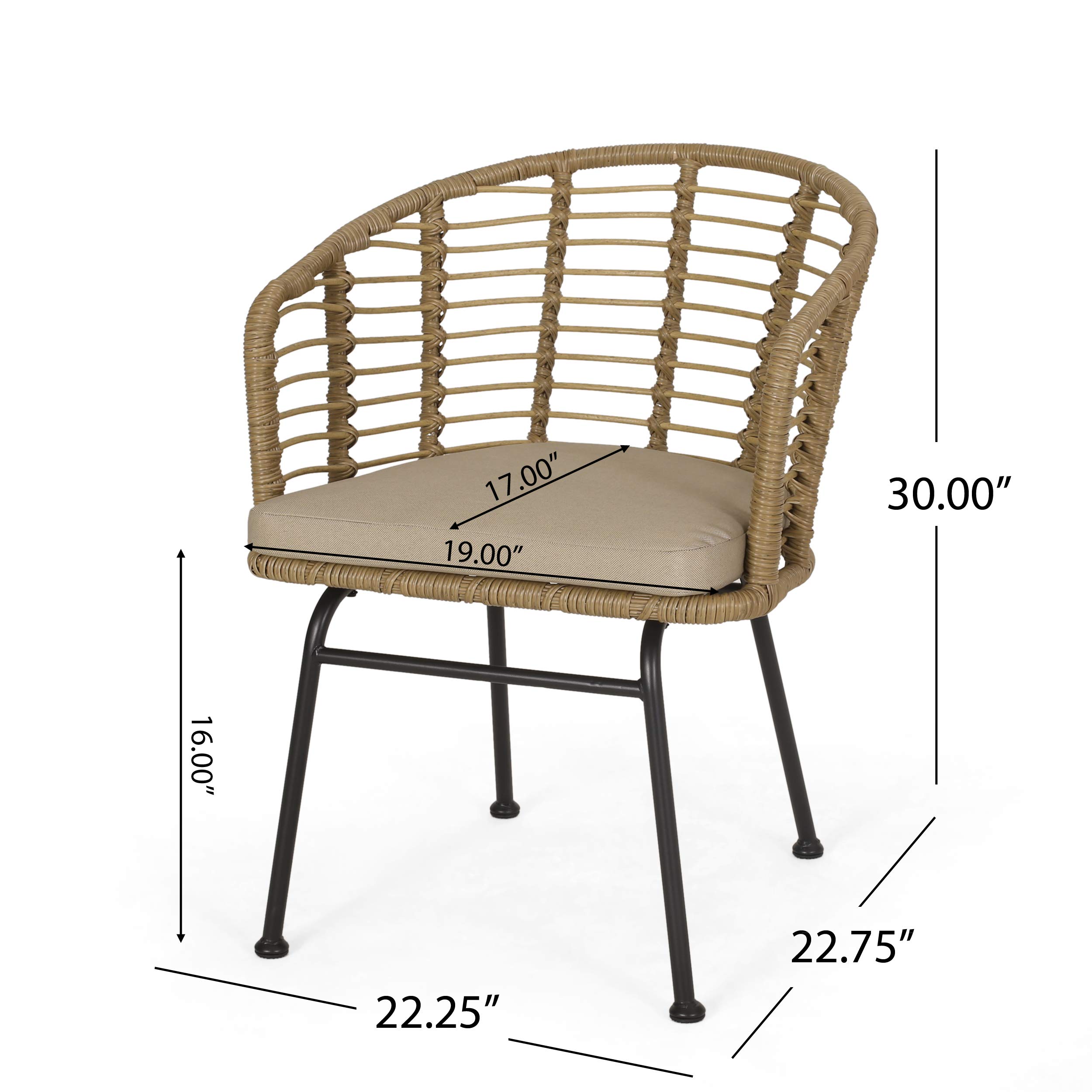 Christopher Knight Home Randy Outdoor Dining Chair Sets, Beige + Light Brown + Black