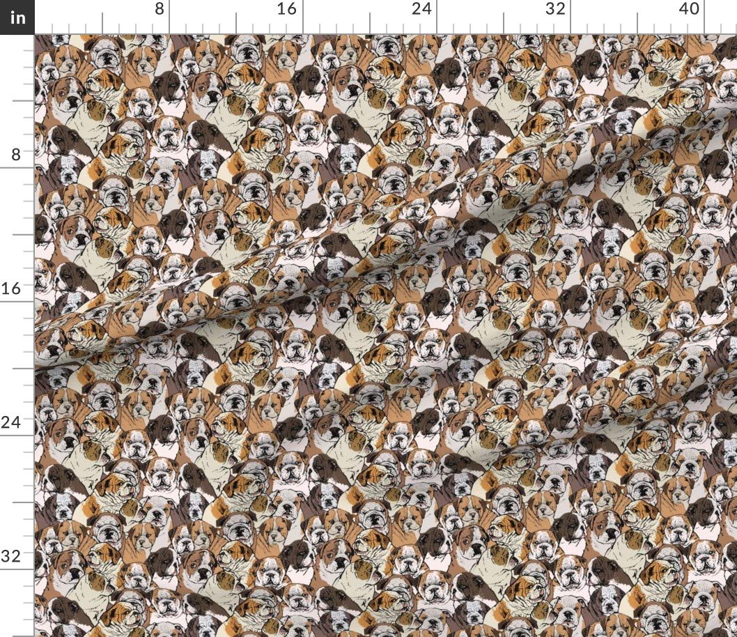 Spoonflower Fabric - English Bulldog Bulldogs Pattern Puppy Animal Printed on Petal Signature Cotton Fabric Fat Quarter - Sewing Quilting Apparel Crafts Decor