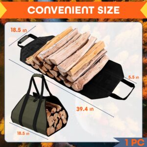 Waxed Wood Carrier For Firewood - 39.4x18.5 Fire Logs Fireplace Holder Log Carrier For Firewood Fireplace Wood Holder Indoor Fire Log Holder - Firewood Carriers with Handles Fire Wood Carrier Canvas