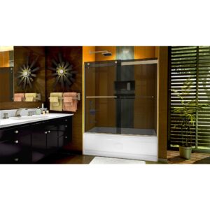 DreamLine Sapphire 56-60 in. W x 60 in. H Semi-Frameless Bypass Tub Door in Matte Black and Gray Glass