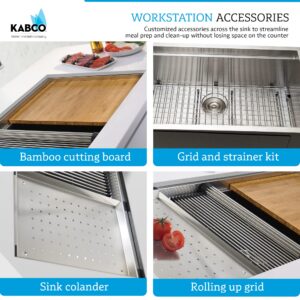 KABCO ZR-LEDGE 32 Inch Station Single Bowl 16 Gauge Stainless Steel Kitchen Sink Work Station Undermount Package 32 inch Wide 10 inch deep 304SS K-SS0RLE32-PKG