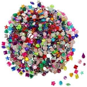 1200 pcs acrylic flatback rhinestones,12 different shape gems for diy craft jewels gemstone wedding birthday decoration (6-13mm) (acrylic)