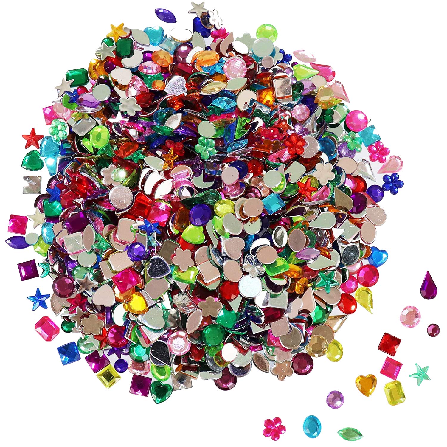 1200 Pcs Acrylic Flatback Rhinestones,12 Different Shape Gems for DIY Craft Jewels Gemstone Wedding Birthday Decoration (6-13mm) (Acrylic)