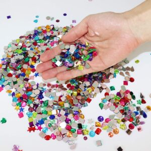 1200 Pcs Acrylic Flatback Rhinestones,12 Different Shape Gems for DIY Craft Jewels Gemstone Wedding Birthday Decoration (6-13mm) (Acrylic)