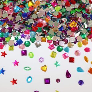 1200 Pcs Acrylic Flatback Rhinestones,12 Different Shape Gems for DIY Craft Jewels Gemstone Wedding Birthday Decoration (6-13mm) (Acrylic)