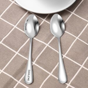 Personalized Custom tablespoon stainless steel，Custom Teaspoon stainless steel Engraved name ice cream Spoon Personalized Valentine's Day Easter Anniversary Wedding Gift (Silver)