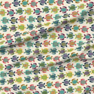 Spoonflower Fabric - Sea Turtle Cw4 Colorful Beach Ocean Scales Nautical Swim Printed on Petal Signature Cotton Fabric by The Yard - Sewing Quilting Apparel Crafts Decor