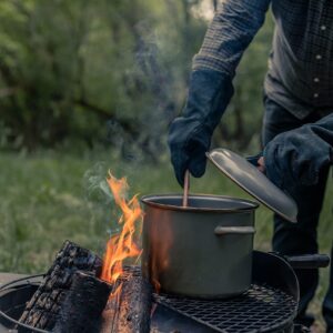 Barebones Enamel Stock Pot - Large Cooking Pot, Soup Pot, and Stock Pot - Enamelware Dishes for Outdoor Cooking (Slate Gray)