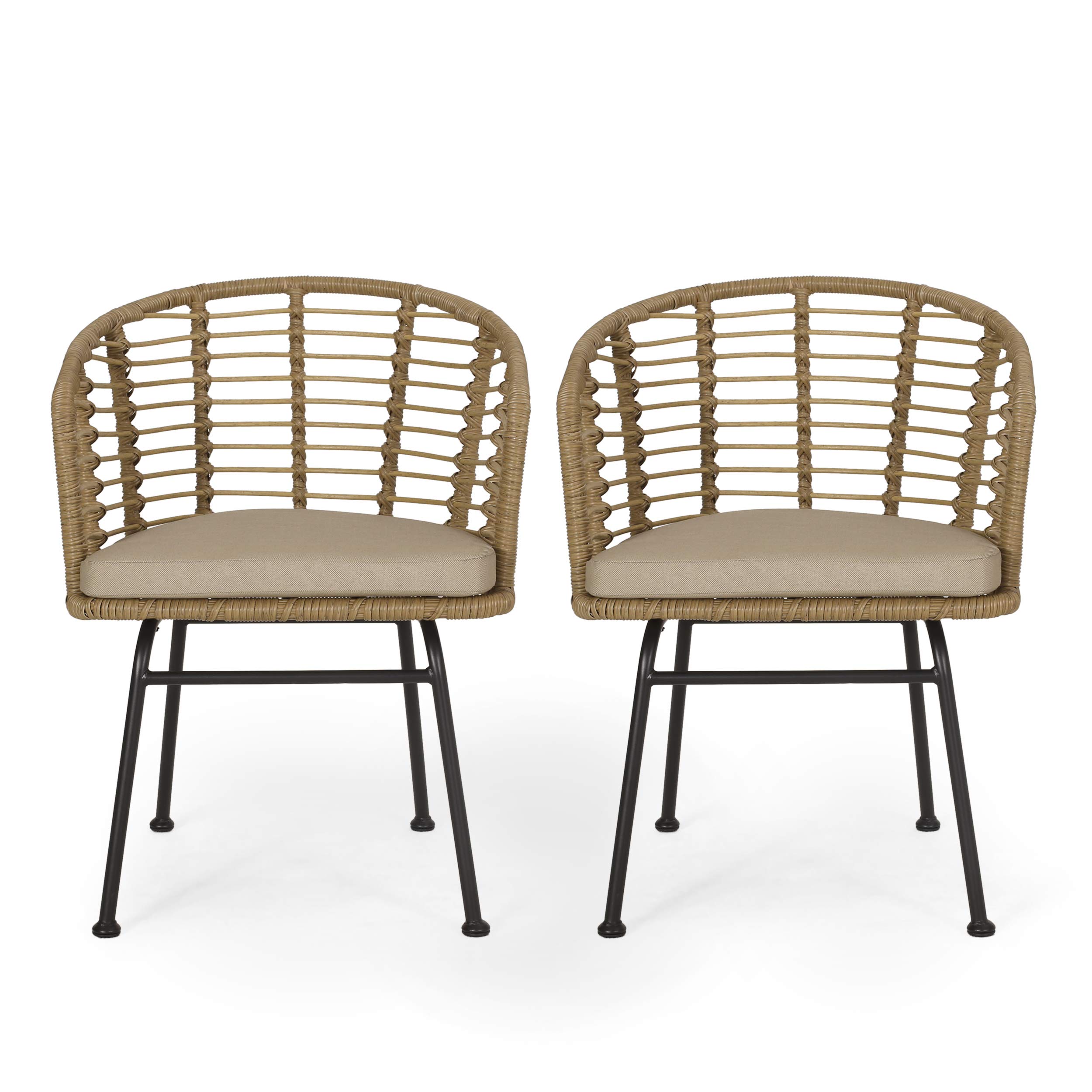 Christopher Knight Home Randy Outdoor Dining Chair Sets, Beige + Light Brown + Black