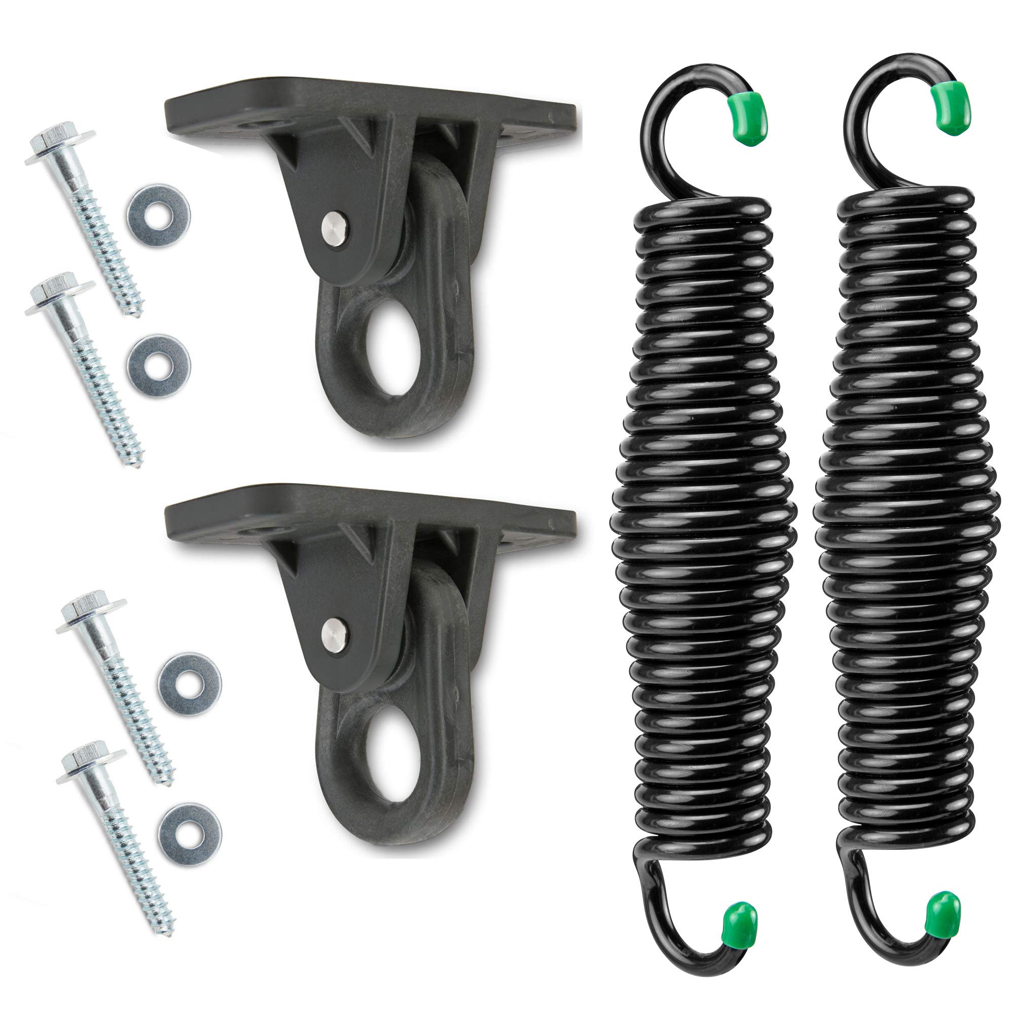 SwingMate Porch Swing Hanging Kit - 750 Lbs. Capacity - Proudly Made in The USA - Patented Heavy-Duty Suspension Swing Hangers and Springs for Hammock Chairs or Ceiling Mount Porch Swings (Black)