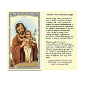 Christian Brands St. Joseph with Child Prayer Card- Cardstock Holy Card with Novena to St Joseph Prayer on the back (10 pack) Multi 2 38 W x 18 H -