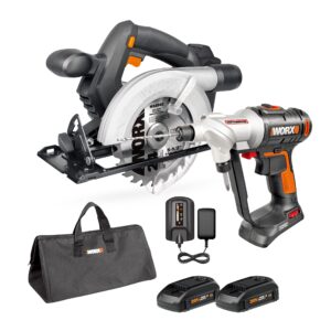 worx 20v cordless switchdriver+circular saw wx957l 2-in-1 drill & driver and electric saw, power tool combo kit 2 * 2.0ah batteries & charger included