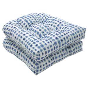 pillow perfect outdoor | indoor alauda porcelain wicker seat cushion (set of 2), 19 x 19 x 5, blue