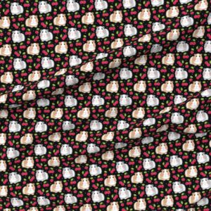 Spoonflower Fabric - Guinea Pigs Black Pig Summer Fruit Red Cute Printed on Petal Signature Cotton Fabric Fat Quarter - Sewing Quilting Apparel Crafts Decor