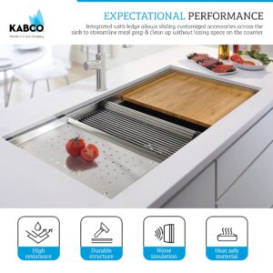 KABCO ZR-LEDGE 32 Inch Station Single Bowl 16 Gauge Stainless Steel Kitchen Sink Work Station Undermount Package 32 inch Wide 10 inch deep 304SS K-SS0RLE32-PKG