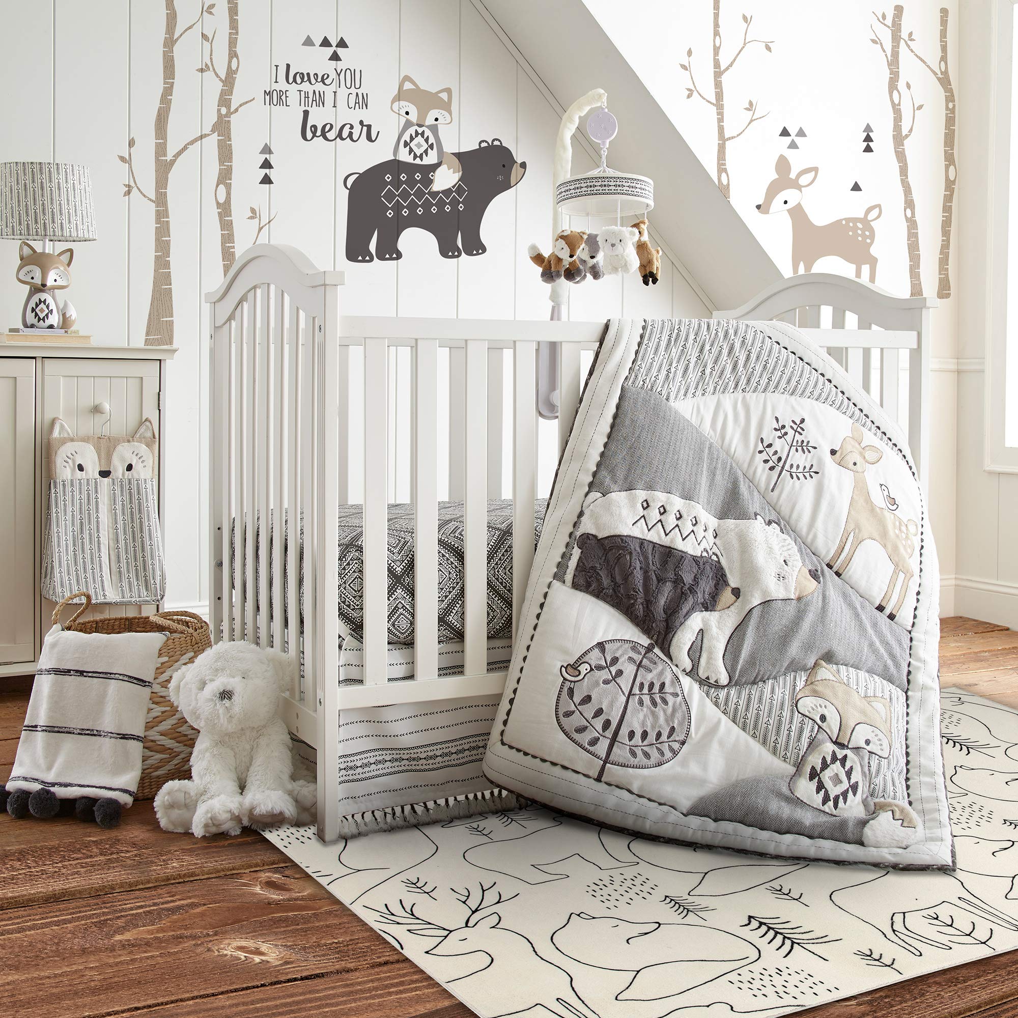 Levtex Home - Bailey Woodland - Rug/Carpet - 3 x 5 (36in. X 60in.) - Black and Cream - 100% Polyester - Woven Fabric Backing - Bedroom, Playroom, Family Room or Kids' Room