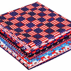 tatuo 10 pcs 20 x 20 in patriotic fabric bundle 4th of july quilting fabric memorial day fabric squares independence day print fabric american flag pattern polyester cotton fabric diy craft patchwork