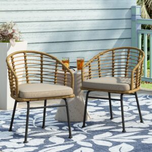 Christopher Knight Home Randy Outdoor Dining Chair Sets, Beige + Light Brown + Black